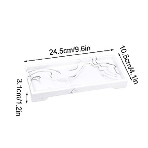 Vanity Tray Marble Effect Resin Bathroom Storage Organizer for Soaps Jewellery White
