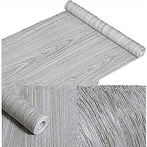 Amao Grey Wood Grain Paper Peel & Stick Wallpaper for Shelf Liner Counter Top Livingroom 17.7''x78.7''