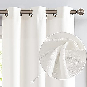 COLLACT White Curtains 84 Inch Length 2 Panels Set Linen Textured Casual Weave Living Room Curtain Light Weighted Drapes for Bedroom Grommet Top Light Filtering Farmhouse Window Treatments
