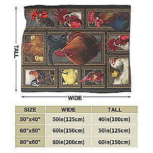 Chicken Blanket Rooster Blanket Farmhouse Country Chicken Plush Throw Blanket Super Soft Cozy Warm Fleece Blanket for Couch Sofa Gifts 40"X50"
