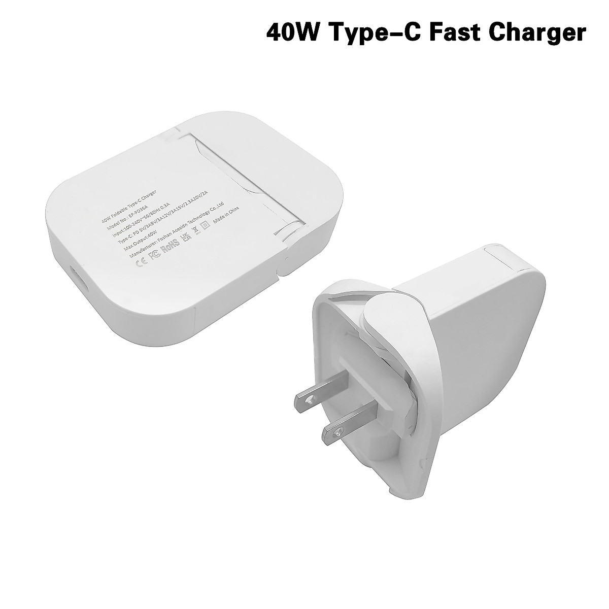 Acesidn Ultra-Thin & Portable - Type C Fast Charger 40W USB C - Mini, Innovative Design - Charger - Wall Charger Adapter USB Charger Block Plug in Wall Charger