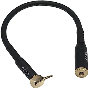 CESS-231 Right Angle 2.5mm to 4.4mm Balanced Male to Female Headphone Earphone Audio Adapter Cable, TRRS to TRRRS 5-Pole