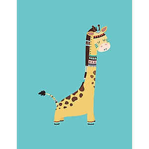 Tribal Safari Nursery Prints - Boho Nursery Art Print Set of 4 - Lion, Elephant, Zebra & Giraffe - Multiple Sizes