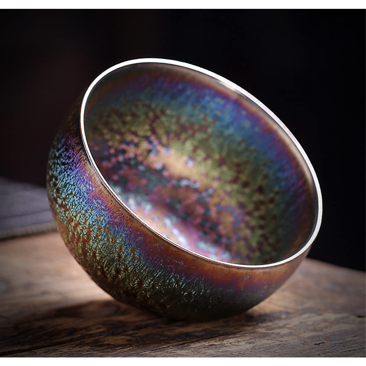 HAPPYDOG Colorful JianZhan Tenmoku Tea Cup Bowl Ancient Chinese Crafts Mug Designer Collection Ceremony Ancient Style HandWork Made (AA)