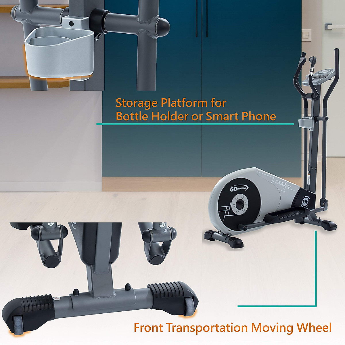 V-200T Standard Stride 17” Programmable Elliptical Exercise Cross Trainer Machine for Cardio Fitness Strength Conditioning Workout at Home or Gym