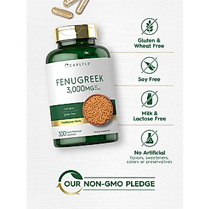 Carlyle Fenugreek Capsules | 300 Count | Non-GMO & Gluten Free Extract | Fenugreek Seeds