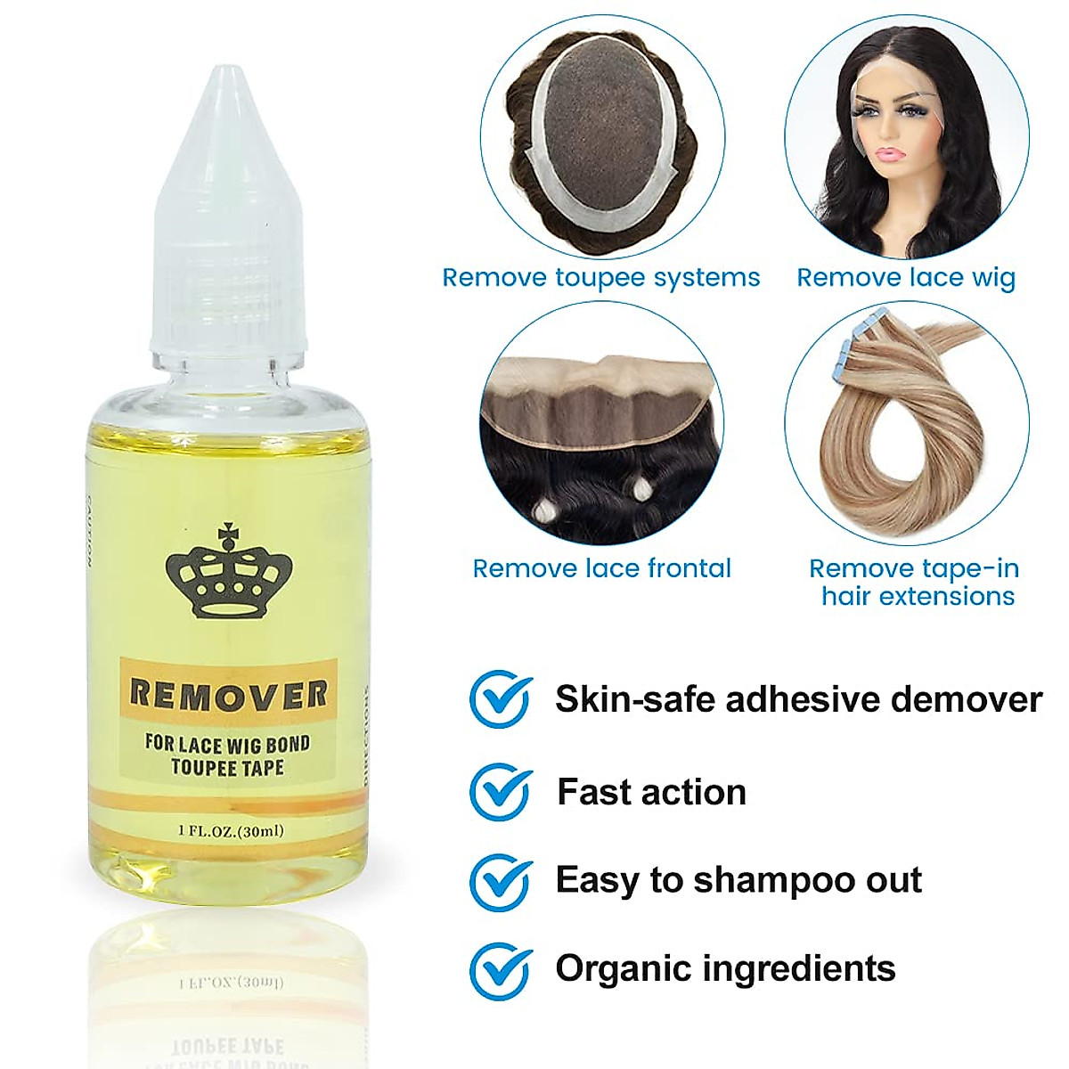 Lace Wig Glue Set 1.3oz Hair Glue, Waterproof Lace Glue and Hair Wax Stick Combo Pack, Wig Glue Remover, Elastic Band, Hair Dual Brush and False Eyelashes