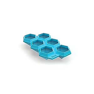 TrueZoo Diamond Silicone Mold Tray for Whiskey Bath Bombs, Candy, Soap, and DIY Crafts, Dishwasher Safe, 1.75", Blue, Set of 1, Makes 6 Ice Cubes