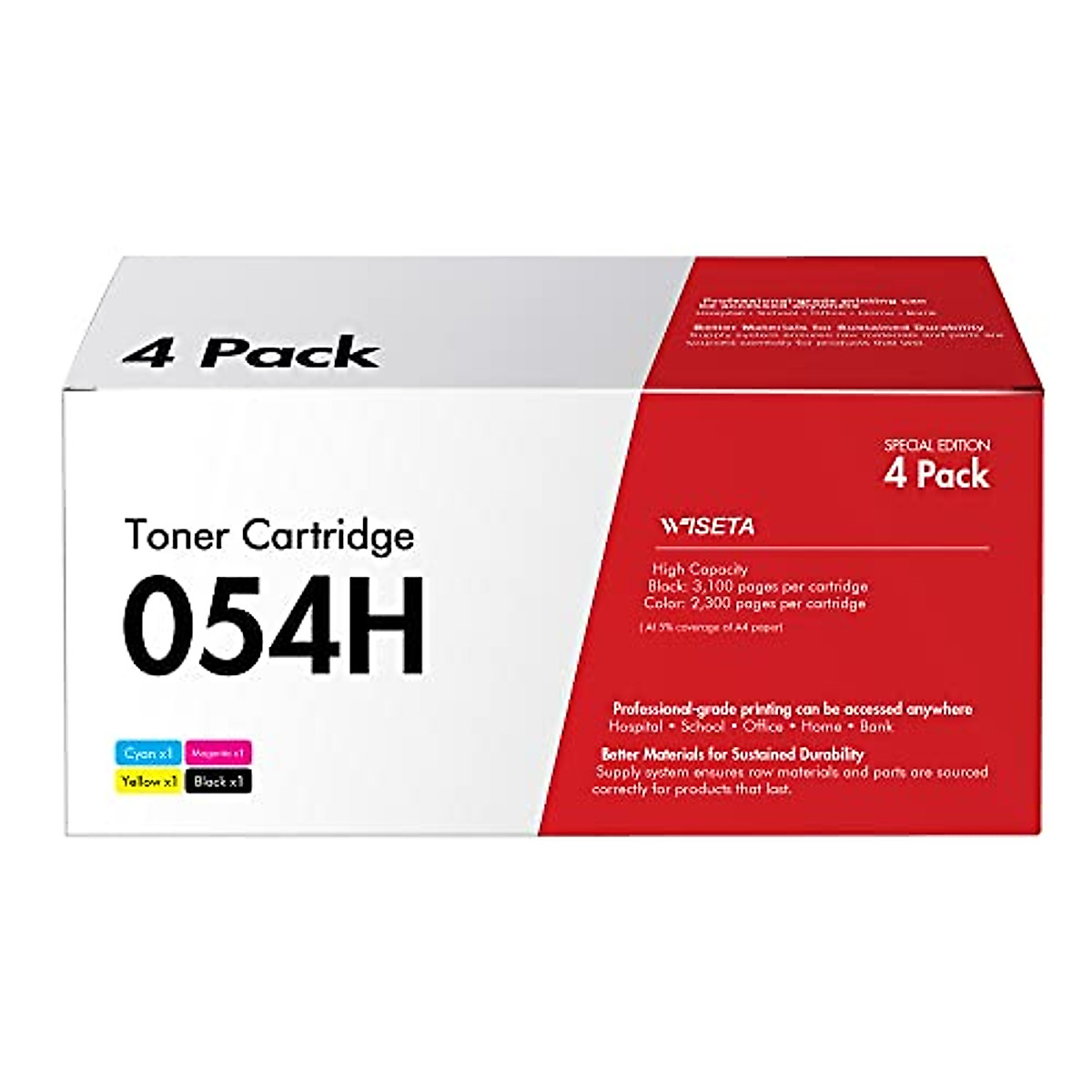 054 Toner Cartridge Set, Compatible for Canon 054H Cartridge CRG 054 to use with ImageClass LBP622Cdw MF644Cdw MF642Cdw MF640C LBP620 Toner Printer, Complete 4-Color