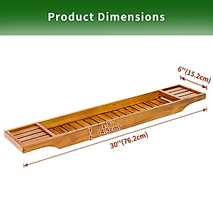 VaeFae Teak Bathtub Tray, Wooden Bath Caddy Tray for Bathtub, Bath Tub Wood Tray Table for Tub