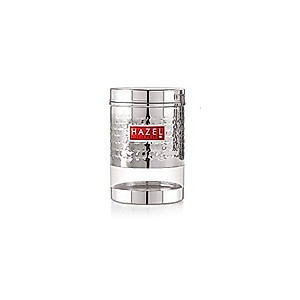 HAZEL Stainless Steel Hammered Finish Transparent Glossy See Through Container, Set of 5, 950 ML Each, Silver
