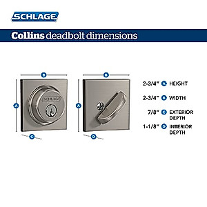 Schlage B60 N COL 622 Deadbolt with Collins Trim, Keyed 1 Side, Highest Residential Security, Matte Black