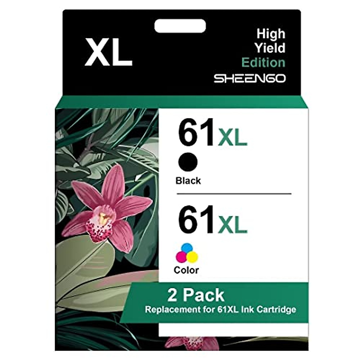 61XL Ink Cartridge Combo Pack High Yield Replacement for HP 61 Ink Work with Envy 5530 4500 4502 5534, Deskjet 1000 1010 3050 1056 1510, Officejet 4635 4630 Series Printer (Black, Tri-Color, 2-Pack)