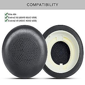 Ear Pads Replacement for Jabra Evolve2 65 (65MS 65UC USB)/Evolve2 40 (40UC 40MS USB)/Elite 45h On-Ear Wireless Headphones, Ear Cushions with Protein Leather