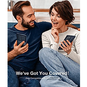 Tongate Compatible with Samsung Galaxy S23 Ultra Case with Slide Camera Cover, [Military Grade Drop Protection] Slim Translucent Matte Back Phone Case for Galaxy S23 Ultra Case 6.8 Inch, Black