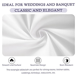 8 Pack White Tablecloth 60 x 102 Inch Polyester Table Cloth for 6 Foot Rectangle Tables, Wrinkle Resistant Washable Decorative Fabric Table Covers for Wedding Party Banquet Buffet and Camping