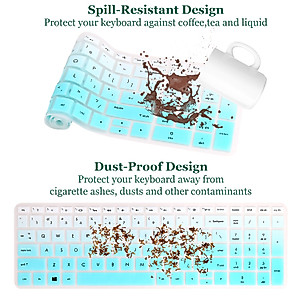 Keyboard Cover Compatible with HP Envy x360 15.6” Series /2020 2019 HP Pavilion 15 HP Pavilion x360 15.6” Series/HP Envy 17 17.3" Series/HP Laptop 15t 17t 17-ca0011nr-by0040nr -Ombre Hot Blue