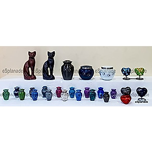 eSplanade Heart Shaped Companion Cremation Urn - Pair of 2 with Stand - Memorial Container Jar Pot | Metal Urns | Burial Urns | Memorial Keepsake | Brass urns | Double Urns