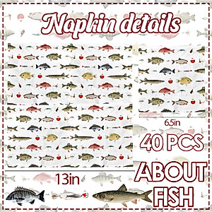 Fish Birthday Party Decorations - 40Pcs Gone Fishing Party Napkins Disposable Fish Theme Napkins for Boy Girl Baby Shower,Under The sea,Gone Fishing Birthday Party Supplie…