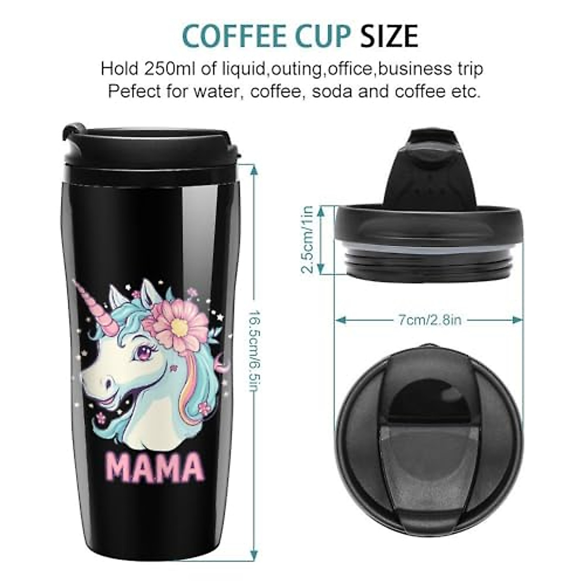 Un-icorn Mama Travel Coffee Mug Reusable Coffee Cup Tumbler with Lid for Outdoor 350ml