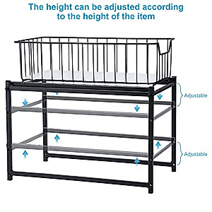 MAX Houser Stackable 2-Tier Under Sliding Cabinet Basket Organizer,Storage Under Cabinet Bathroom Under Sink Organizers and Storage Drawers Organizer for Bathroom Kitchen (Charcoal Grey)
