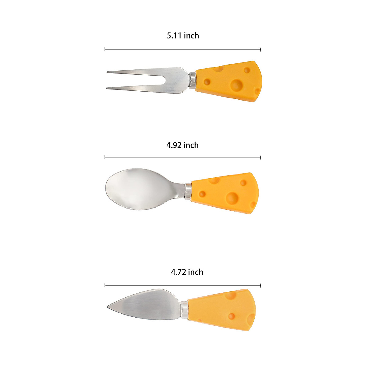 3pcs Cheese Knife Set, Stainless Steel Cheese Knives, cheese spoon, cheese fork, suitable for gift giving