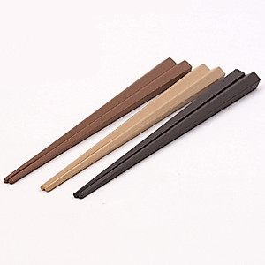 Pentagonal Shape 3 Pairs PBT Plastic Chopsticks Reusable Chopsticks Dishwasher Safe, Non-slip, Lightweight, 9 Inches, Made in Japan