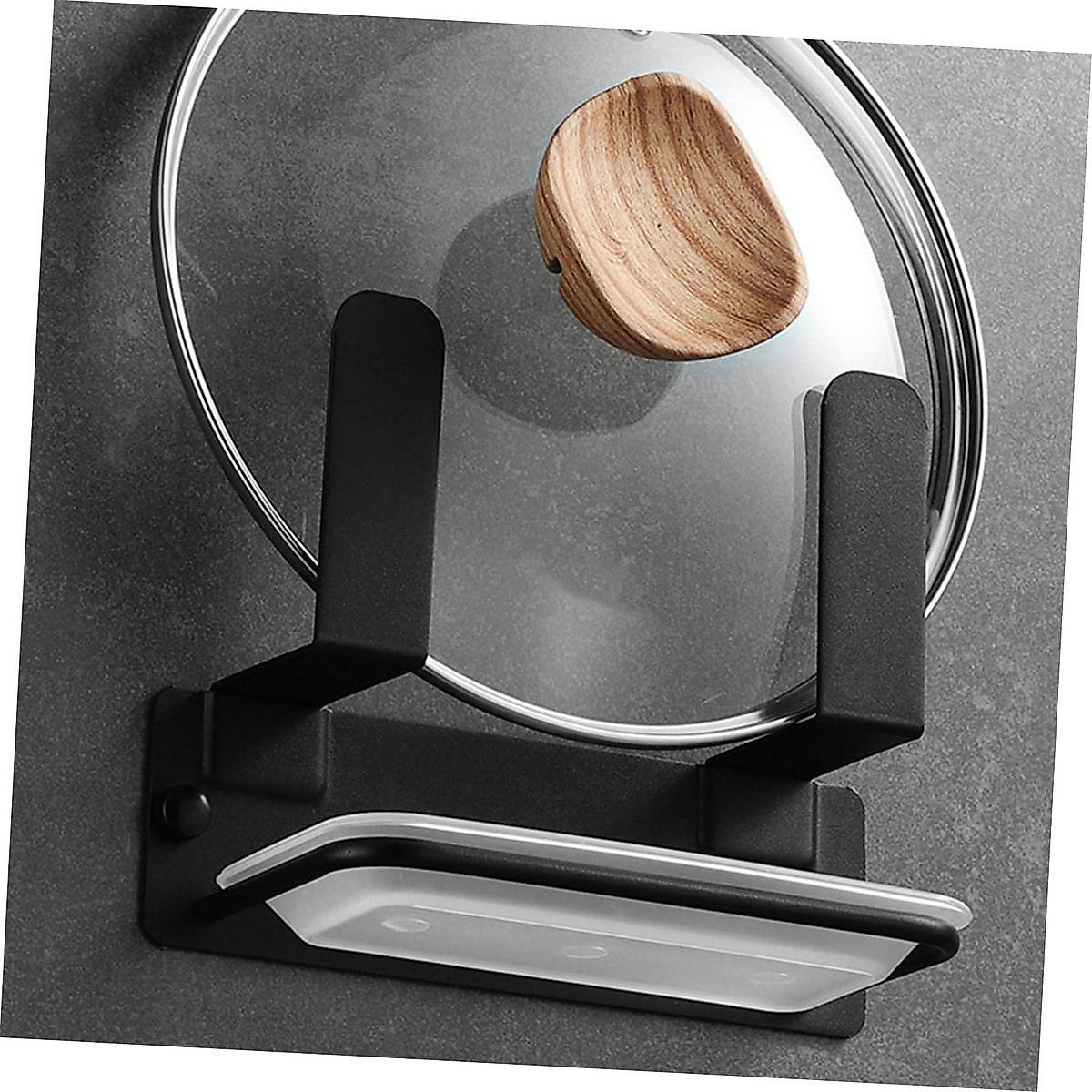 Zerodeko Pot Lid Rack Wall Mounted Stainless Steel Pan Lid Organizer Holder with Water Tray Self Adhesive Kitchen Utensils Storage Racks for Hanging Dish Pan Cover Cutting Board