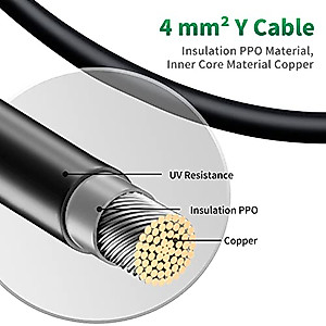 Solar Y Connector 12AWG Solar Panel Y Cable,4 mm²1 Pair Solar Panel Parallel Connectors 1 to 4 Solar Connector Solar Cable Wire Plug Tool Kit for Solar Panel