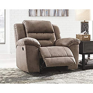 Signature Design by Ashley Stoneland Faux Leather Manual Pull Tab Rocker Recliner, Light Brown
