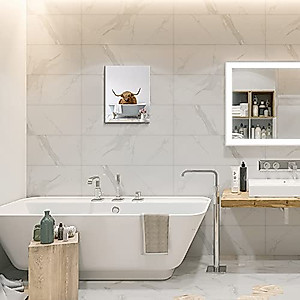 Bathroom Wall Decor Yak Canvas Wall Art Farmhouse Bathroom Decor Cow Poster Artwork for Rustic Home Decoration (yak-1)