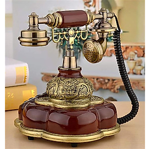 LIPPSY Retro Landline Telephone with Wood and Metal Body, Phones Creative European-Style Old Fixed Telephone for Home Hotel,Support SIM Card