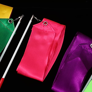 BESPORTBLE Ribbon Wand 12pcs 2 Meters Rhythmic Art Gymnastics Ribbons Gymnastics Ribbon Streamers Dancing Streamers Riband Rod for Artistic Dancing Gymnastics, Kids Dancing, Talent Shows Dance Ribbons