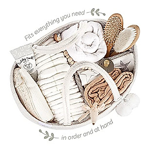 fephas Baby Diaper Caddy Organizer- Off White Rope Nursery Storage Bin- Portable Diaper Storage Basket for Changing Table and Car- Perfect Baby Shower & Registry Gift
