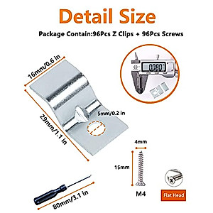 Silver Table Top Fasteners with Screws, Table Top Connectors Set of 24/48/96 Packs (Include 24/48/96 Clips,24/48/96 Screws) (96)
