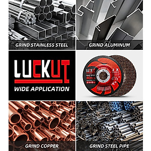 LUCKUT Grinding Wheels Grinding Discs 4-1/2'' x 1/4'' x 7/8'' Grinder Wheel Center Metal Aggressive Grinding for Angle Grinders-10 Pack