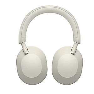 Sony WH-1000XM5 Noise-Canceling Wireless Over-Ear Headphones (Silver), 30 Hours Playback Time, Hands-Free Calling, Alexa Voice Control - Kit with Charging Cube
