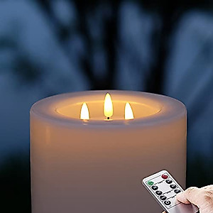 OUTDOOR XL 6" x 8" Large Flameless Candles with Remote .Rainproof Waterproof . LED Battery Operated .Flickering Pillar CANDLES--3-C Batteries runs 500hours (Not included)