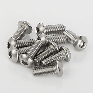1/4-20 x 1/2", 3/4", 1", 1-1/4", 1-1/2" Button Head Socket Cap Screws Screw Assortment, Stainless Steel 18-8, Allen Hex Drive, 50 PCS