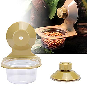 Reptile Feeder Bowl, ABS Plastic Pet Reptile Suspension Food Feeder with Suction Cup Fixed Hanging Lizard Anti Escape Water Breeding Feeding Bowl (Single Bowl)