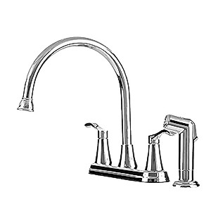 EZ-FLO 10717 Two-Handle High-Rise Kitchen Faucet with Matching Side Spray, Chrome