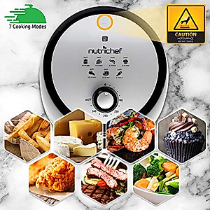 NutriChef Oven 2 Quart-1000w Power Oilless Dry Machine Large Capacity Family Size Air Fryer Removable Deep Non-Stick Teflon Fry Basket, Roasting Plate PKAIR, avarage, Black