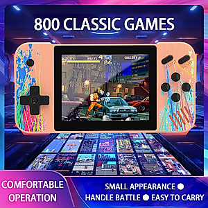 Handheld Game Console, Retro Game Console Built-in 800+ Classic Games, 3.5-inch Portable Game Console, AV Output Video Game Console Screen HD Screen Hand Held Games Gifts for Kids and Adults (Pink)