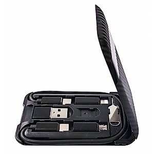 Cable-Card USB C to C Charging/Data Transfer Cable with 3 Connectors Adapter Type C to USB A/Micro USB/Light 8P Adapter Compatible with iOS/Micro USB and Type-C Devices