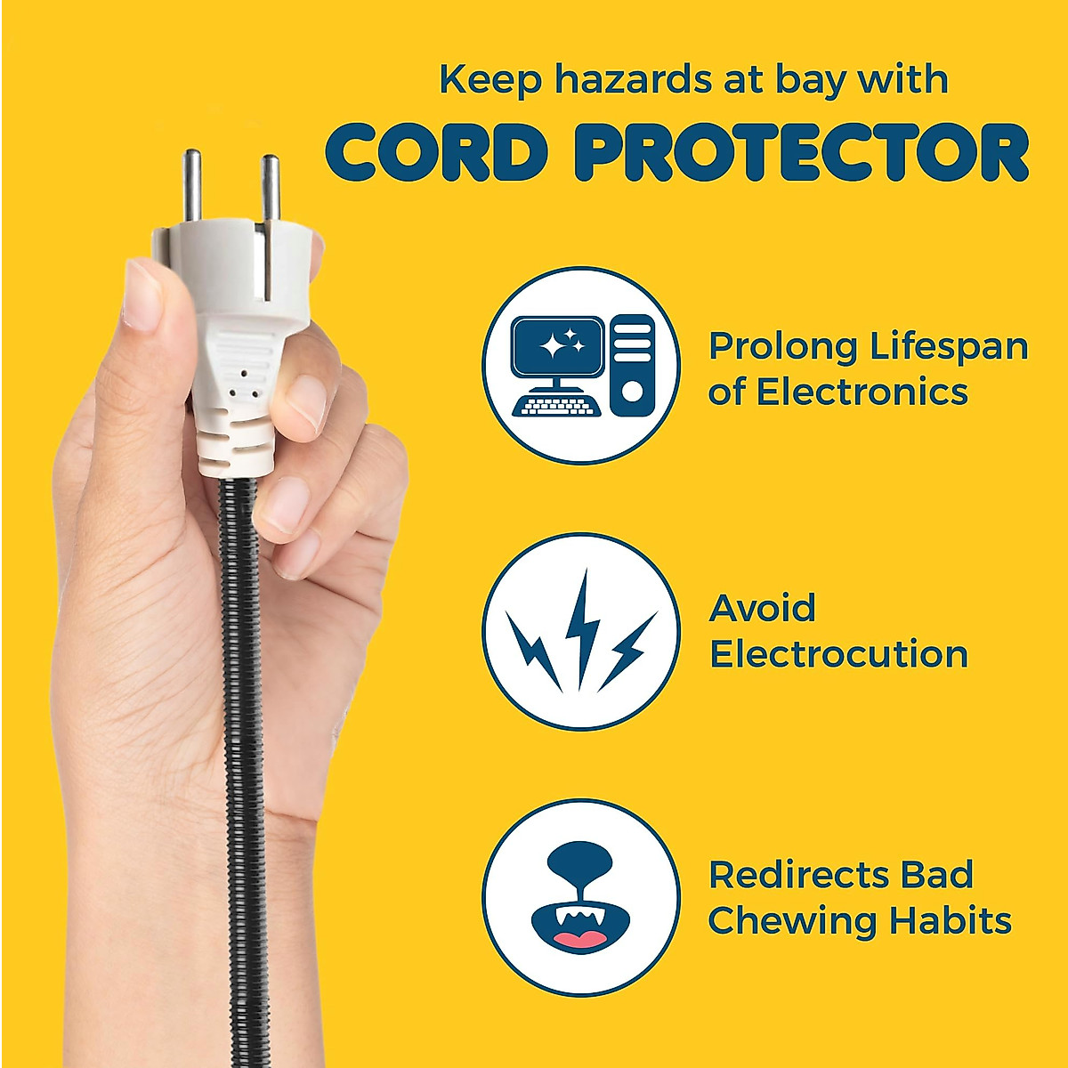 SunGrow Dog and Cat Cord Protector, 3/8 Inch Diameter, Dog, Cat, Ferret Cord Protector from Wire Chew, Cable Protector Tubing, Stop Chewing Cable Management Sleeve (20 Feet)