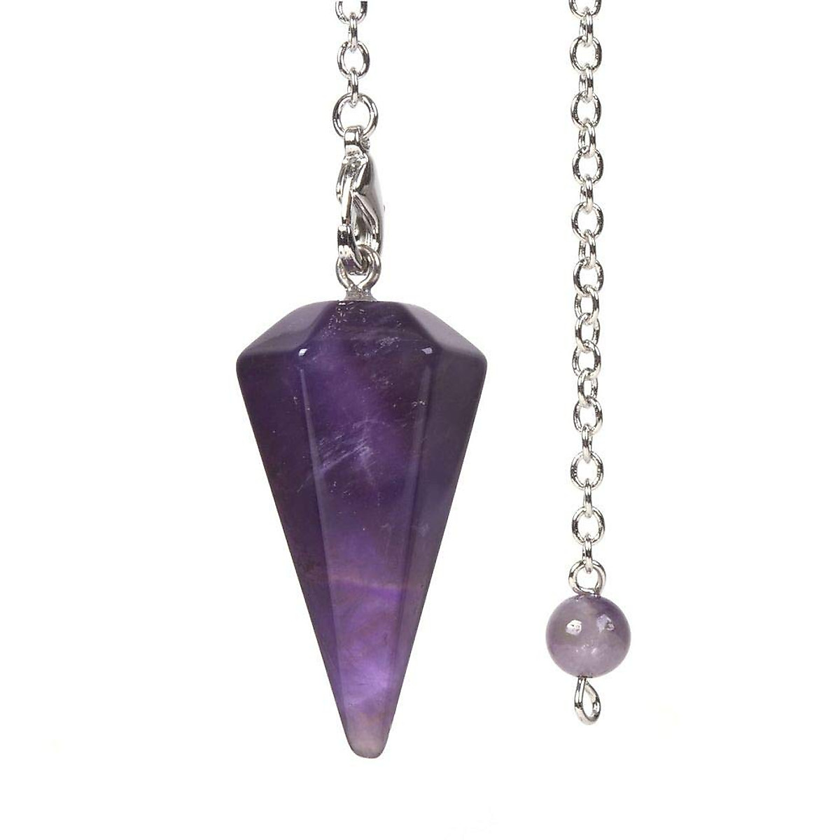 Natural Dark Amethyst Gemstone Rock Crystal Hexagonal Pointed Reiki Chakra Pendant Pendulum