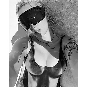 TYA Oversized Wrap Around Sunglasses for Women Men, Futuristic Rave Curved Lens Shades, Fashion Trendy Shield Sun Glasses