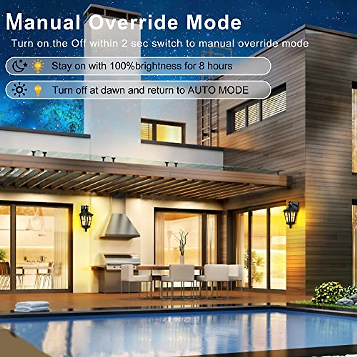 XANGQAN Outdoor Wall Light Fixture with Motion Sensor and Dusk-to-Dawn Sensor, Waterproof and Anti-Rust Aluminum Exterior Sconce with Tempered Water Ripple Glass, for House Garage and Porch.