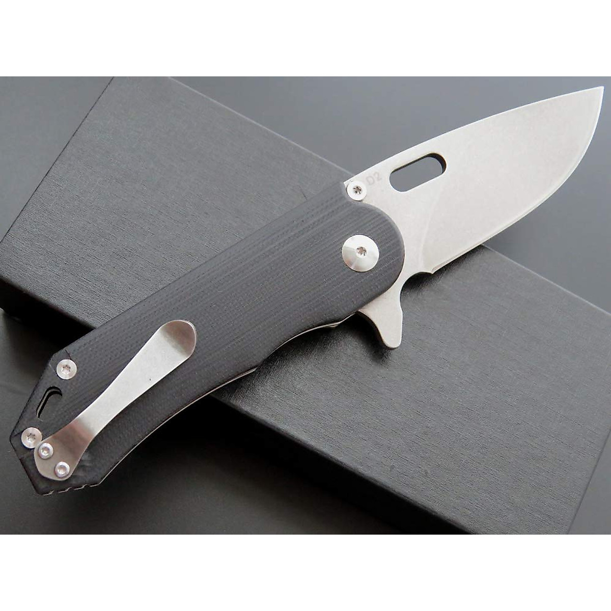 Eafengrow EF32 Folding Knife D2 Steel Blade and G10 Handle Pocket EDC Tool Knife for Working Camping Outdoor Activities(Black)