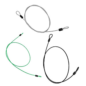 POCREATION Diameter 2mm Security Steel Lock Cable, Lock Wire with The Loops Used with Padlock or U Lock Length100cm / 39.4in Green Silver Black 1pc(Green)